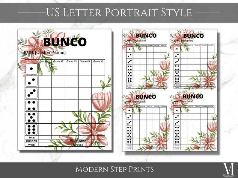 Editable Bunco Score Card Watercolor Flower Scorepad Bunco - Etsy