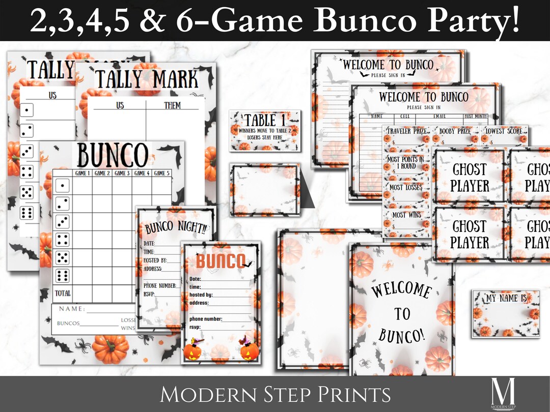 Halloween Bunco Night Bundle, Party Game, October Pumpkins, Score Card ...
