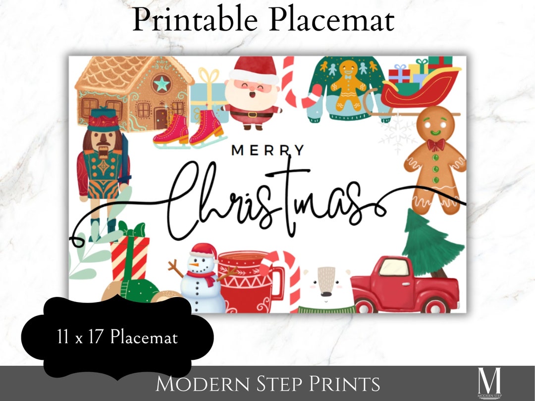 Printable Placemats, Merry Christmas Placemats, Christmas Table ...