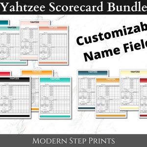 Editable Yahtzee Score Card Set Custom Yahtzee Score Pad Scoresheet Fun ...