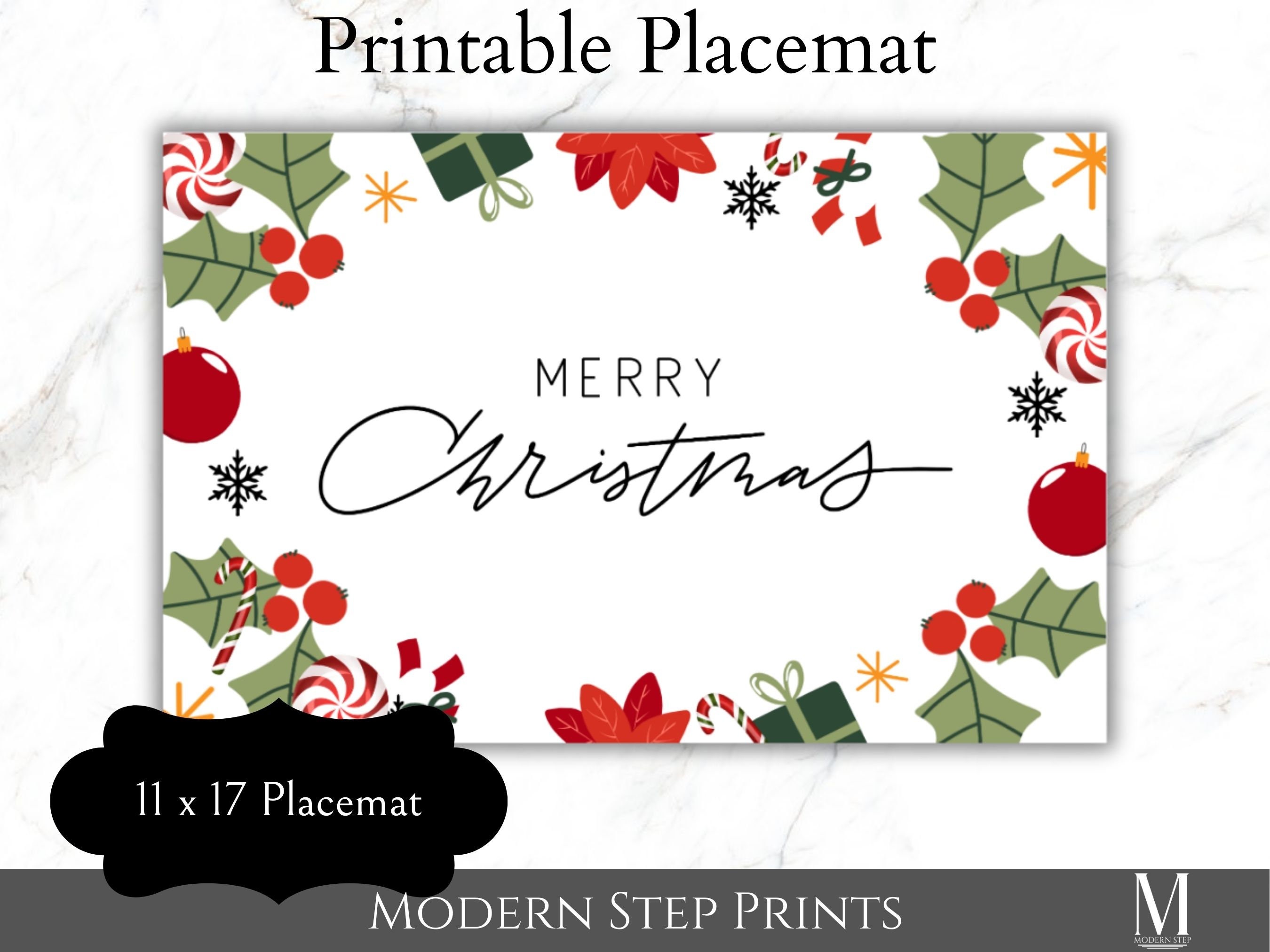 Printable Placemats, Merry Christmas Placemats, Christmas Table ...