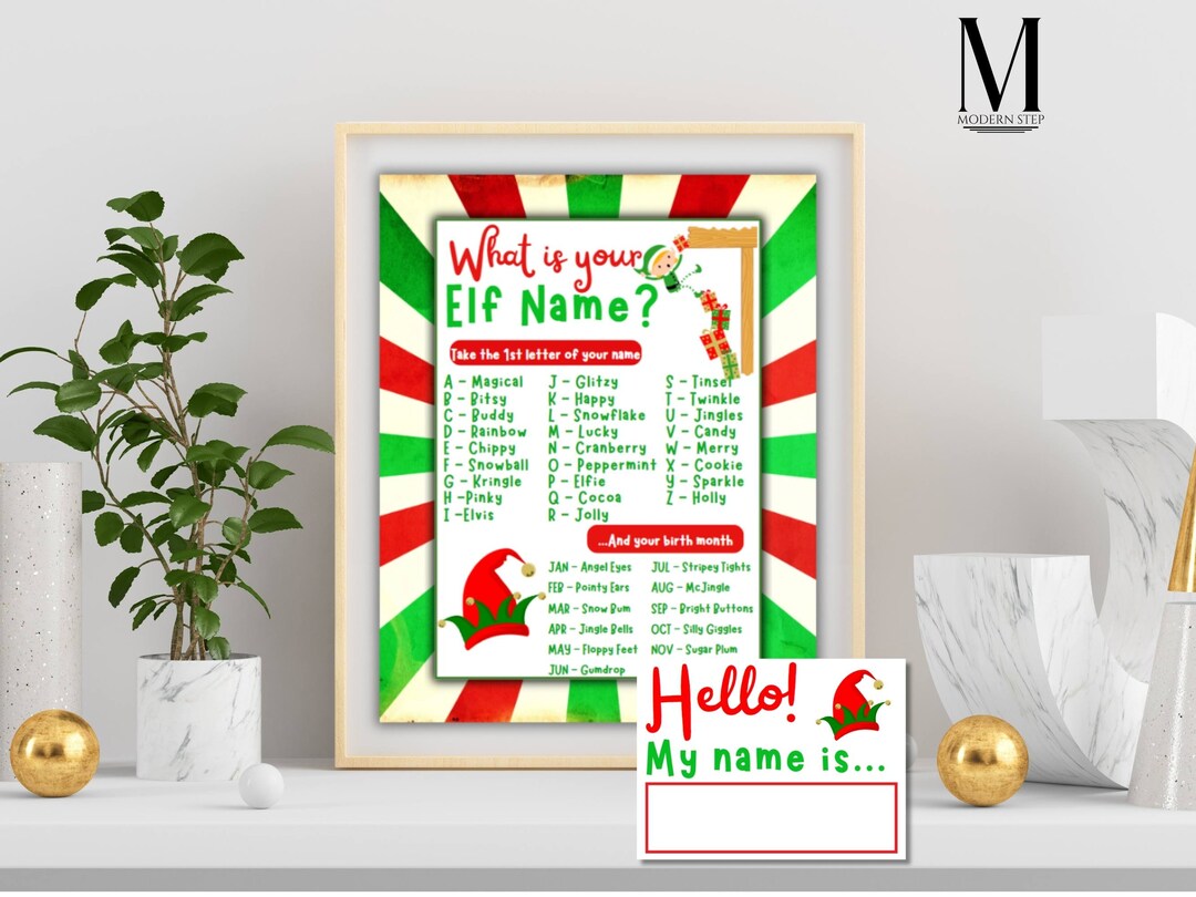 Elf Name Game, Elf Name Tag Game, Elf Name Printable, Christmas Party ...