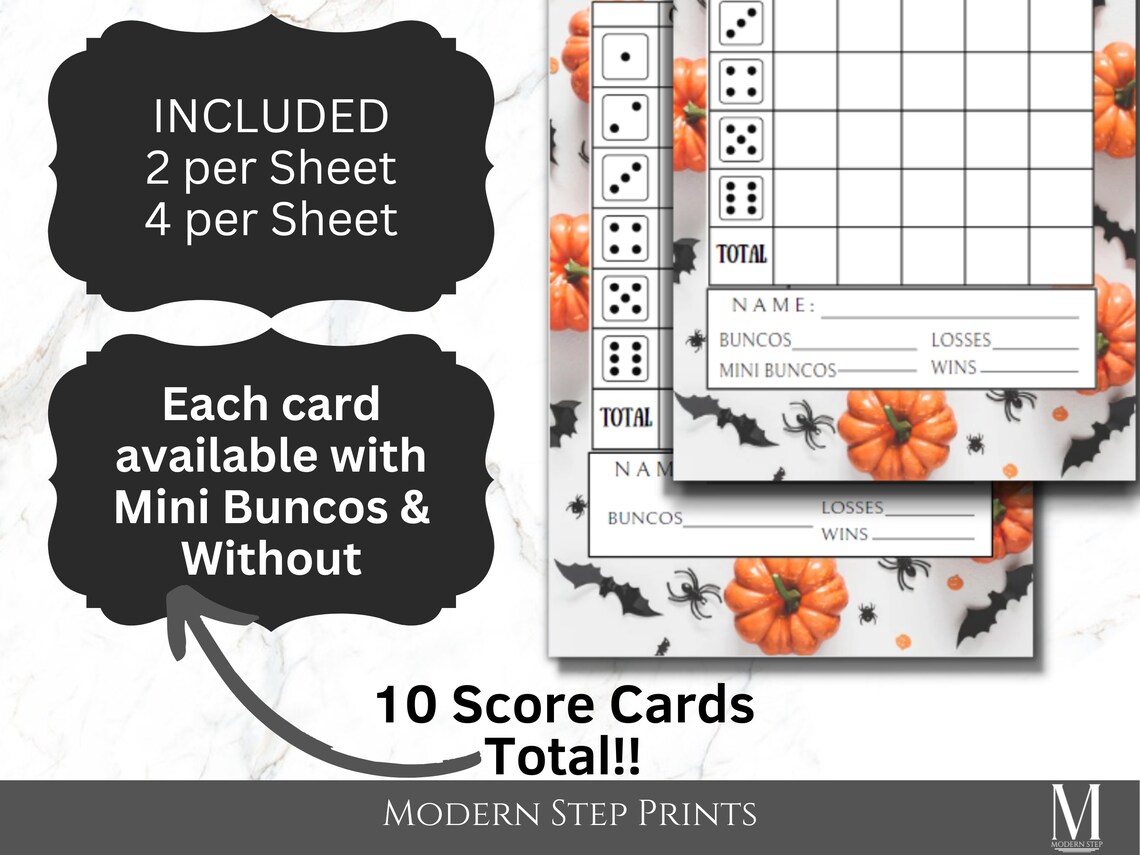 Halloween Bunco Night Bundle, Party Game, October Pumpkins, Score Card ...