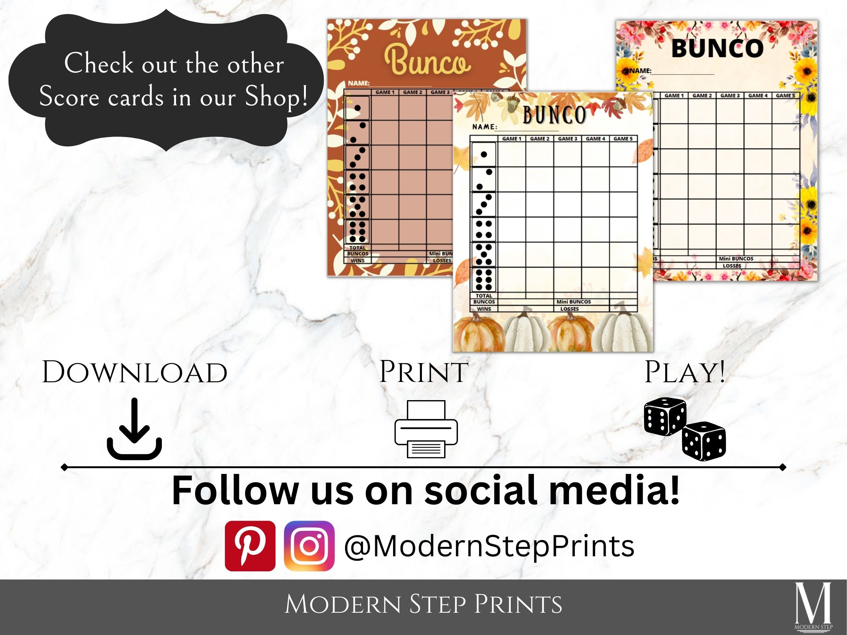Printable Bunco Fall Bundle of Score Cards, Halloween Game Card ...