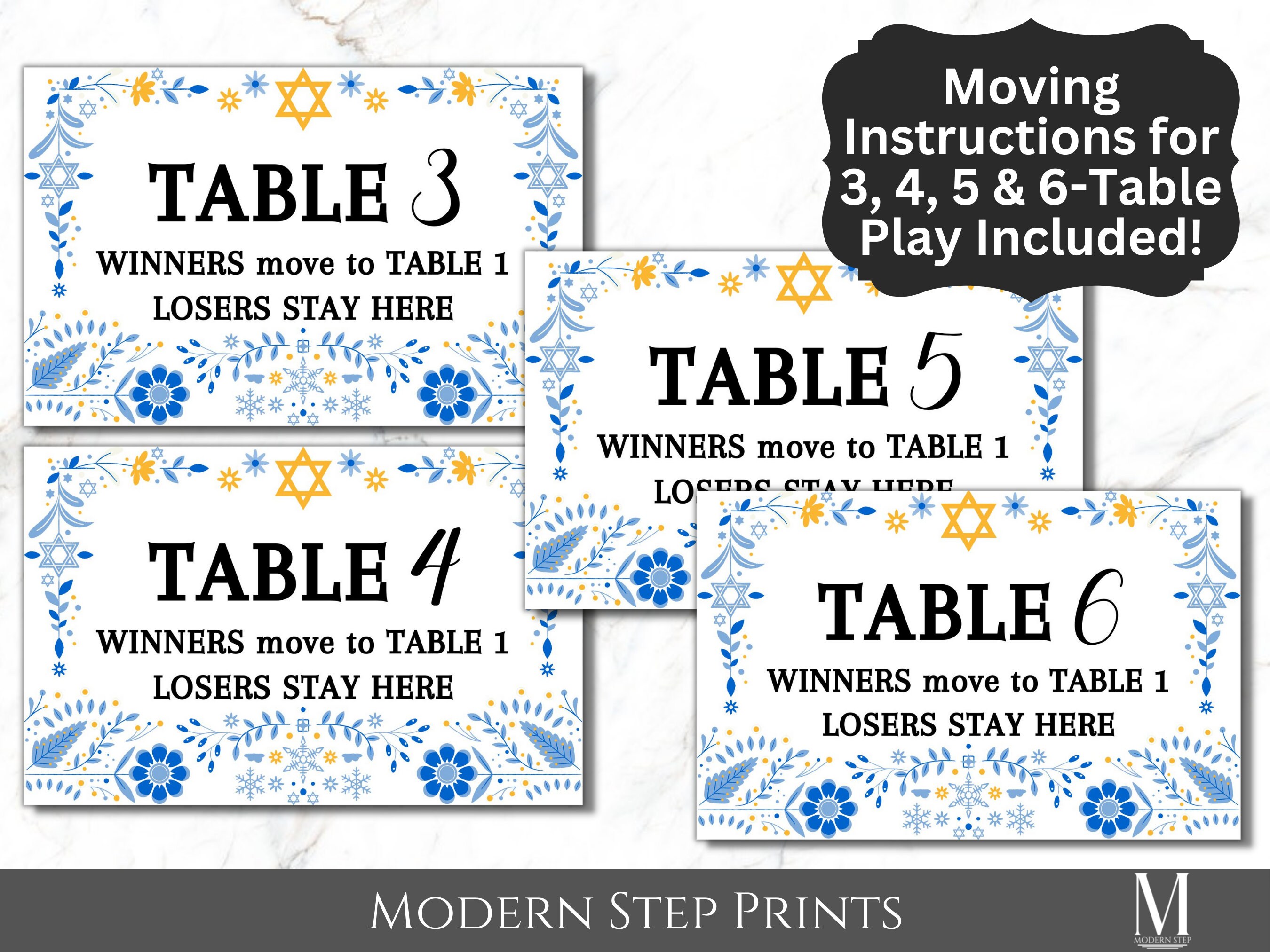 Hanukkah Bunco Printable Bundle of Score Cards, Tally Sheets and Table ...