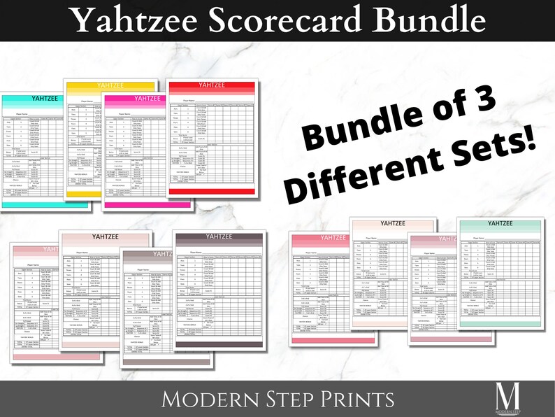 Yahtzee Score Card Bundle Set | Yahtzee Score Pad | Scoresheet | Fun ...