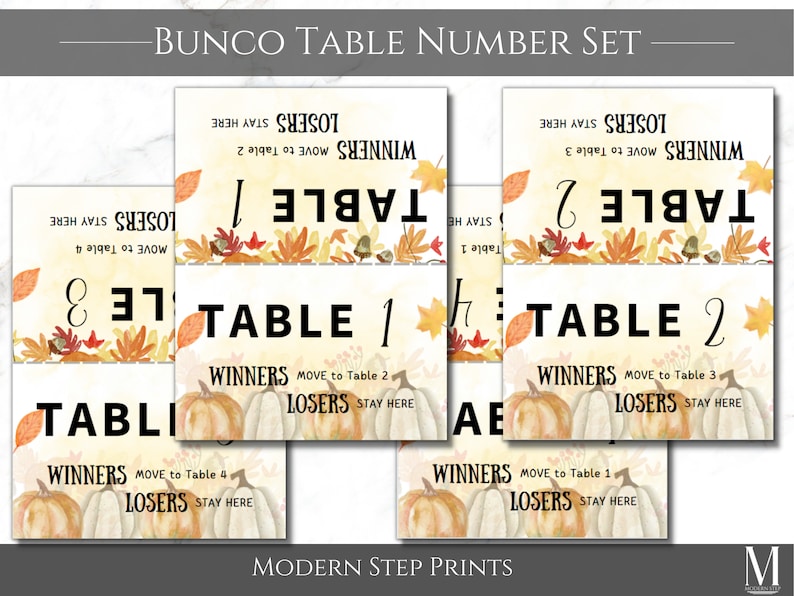 Printable Fall Bunco Bundle of Score Cards, Tally Sheets and Table ...