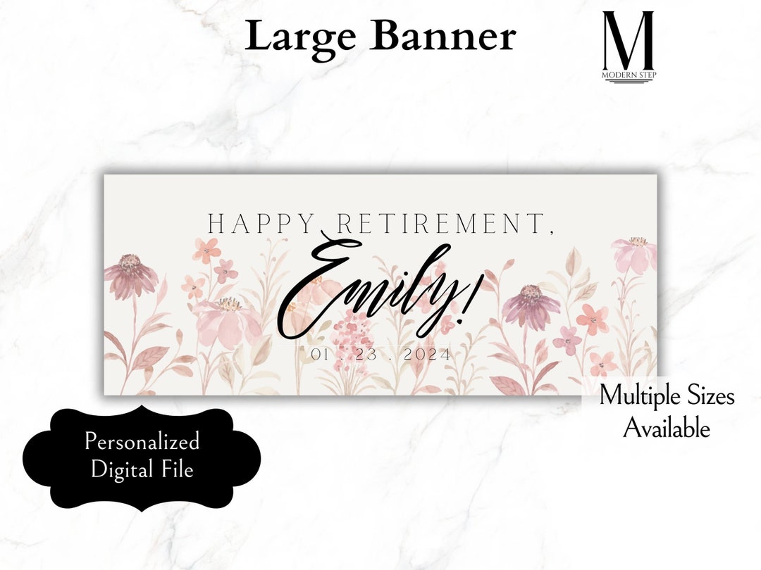 Retirement Banner, Digital, Large Banner 3ftx5ft, Retirement Sign ...