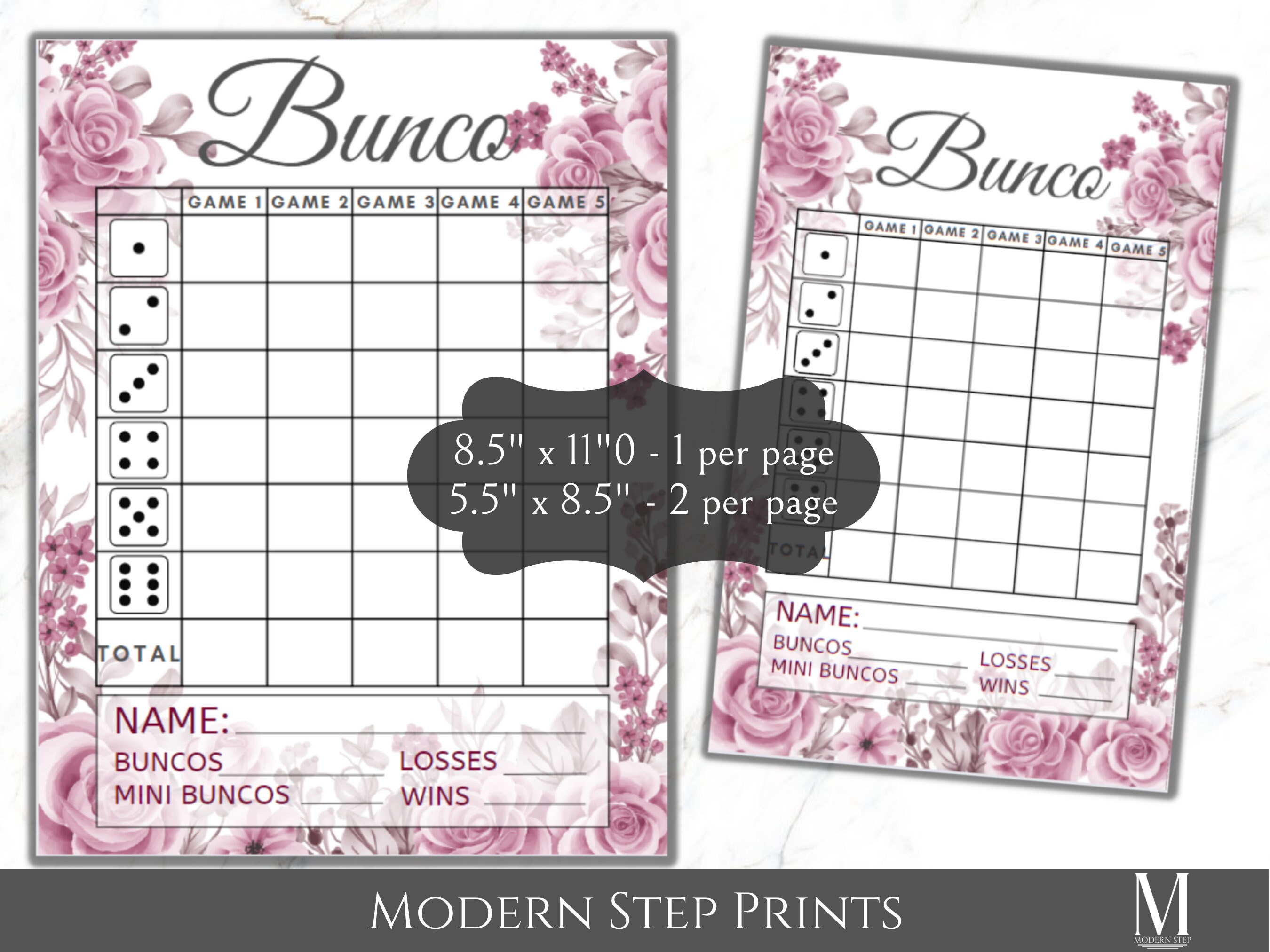 Printable Floral Easter Bunco Card, Bridal Baby Shower, Valentine's ...