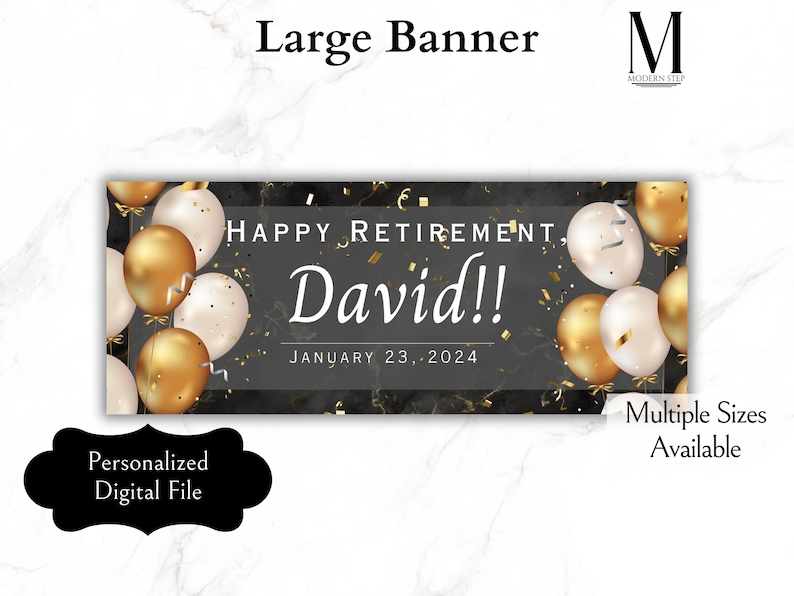 Retirement Banner, Digital, Large Banner 3ftx5ft, Retirement Sign ...