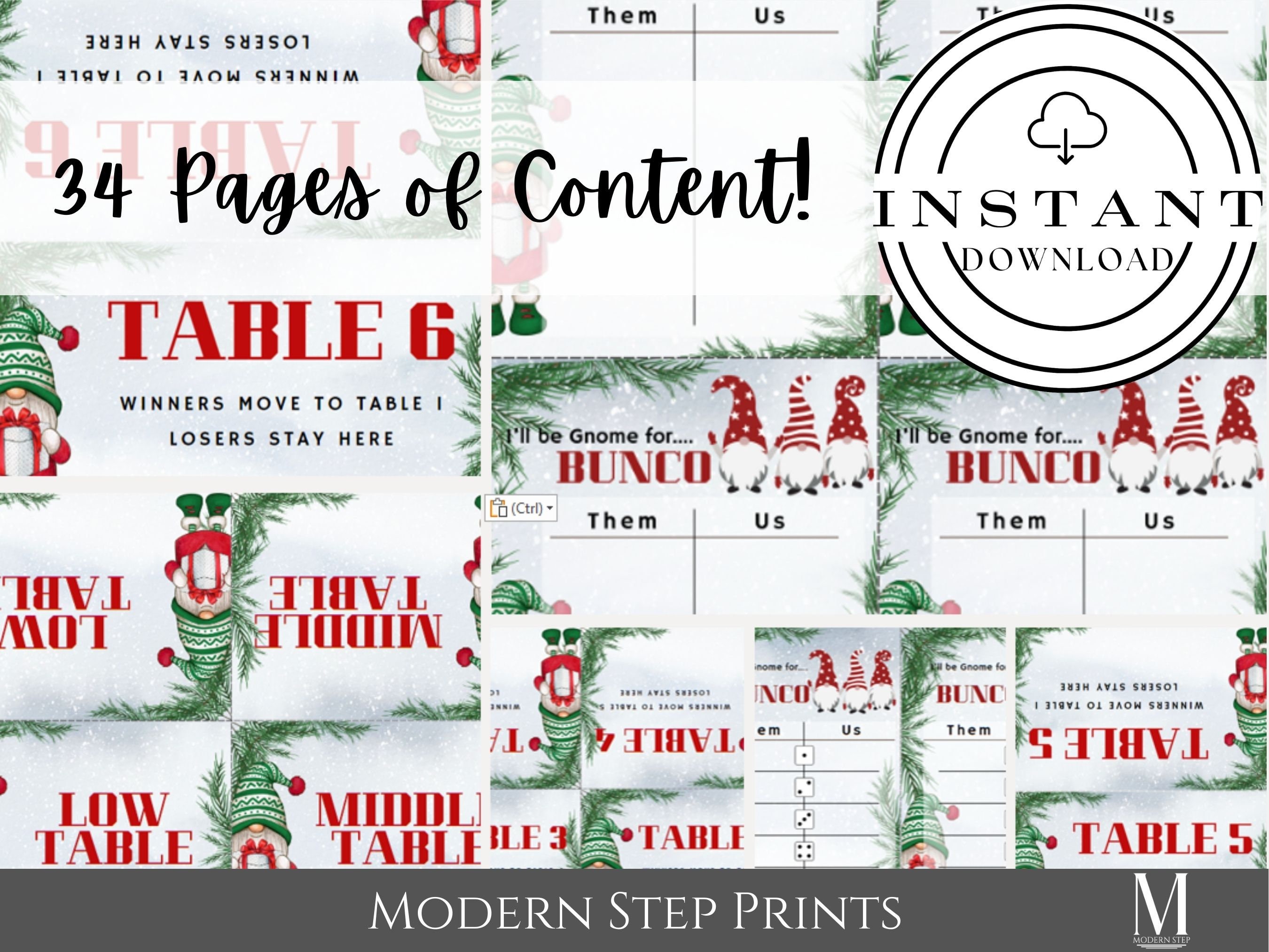 Bunco Christmas Gnomes Package of Score Cards, Tally Sheets, Winter ...