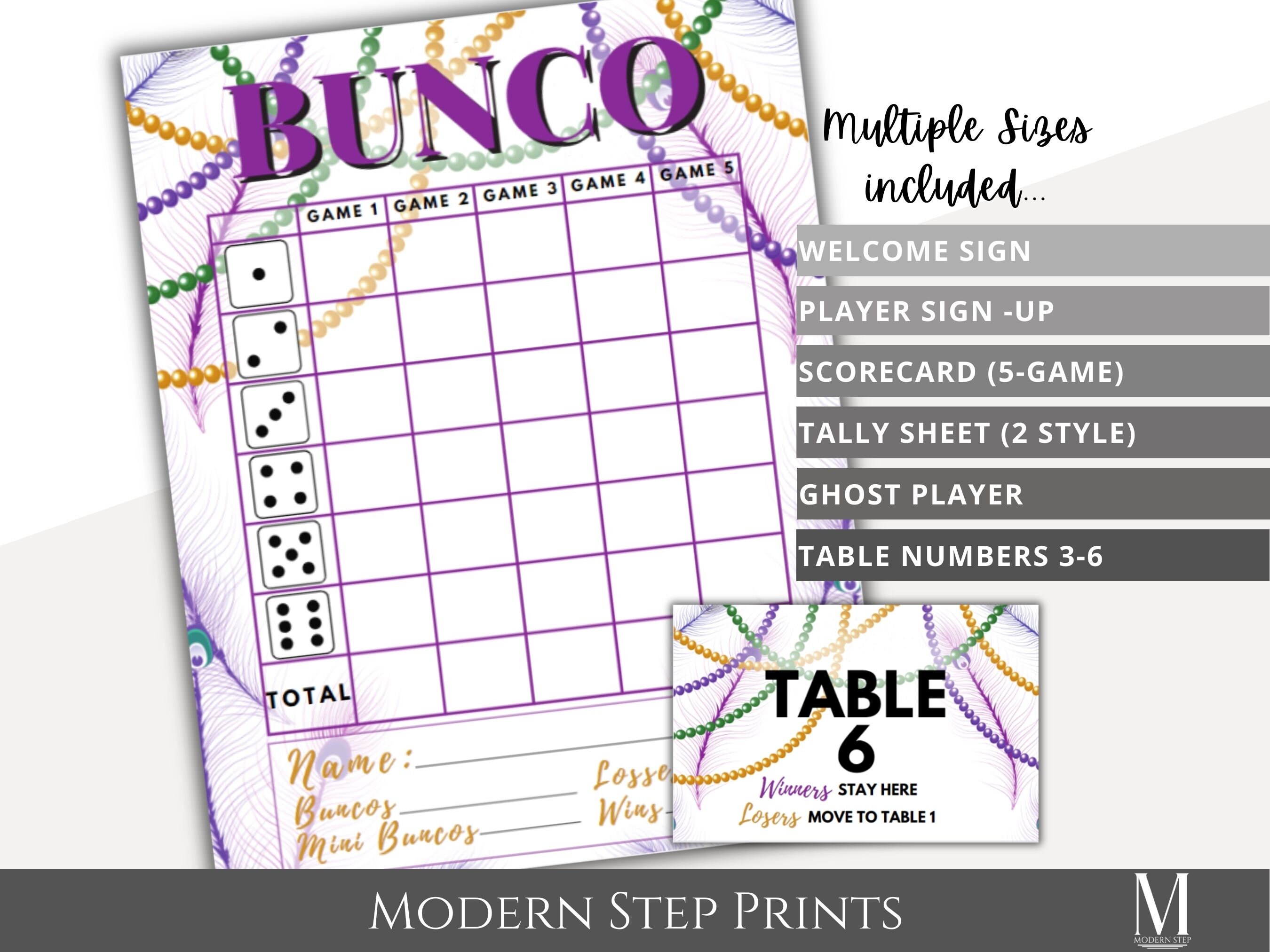 Printable Mardi Gras Bunco Score Card, Fat Tuesday, February Game Night ...