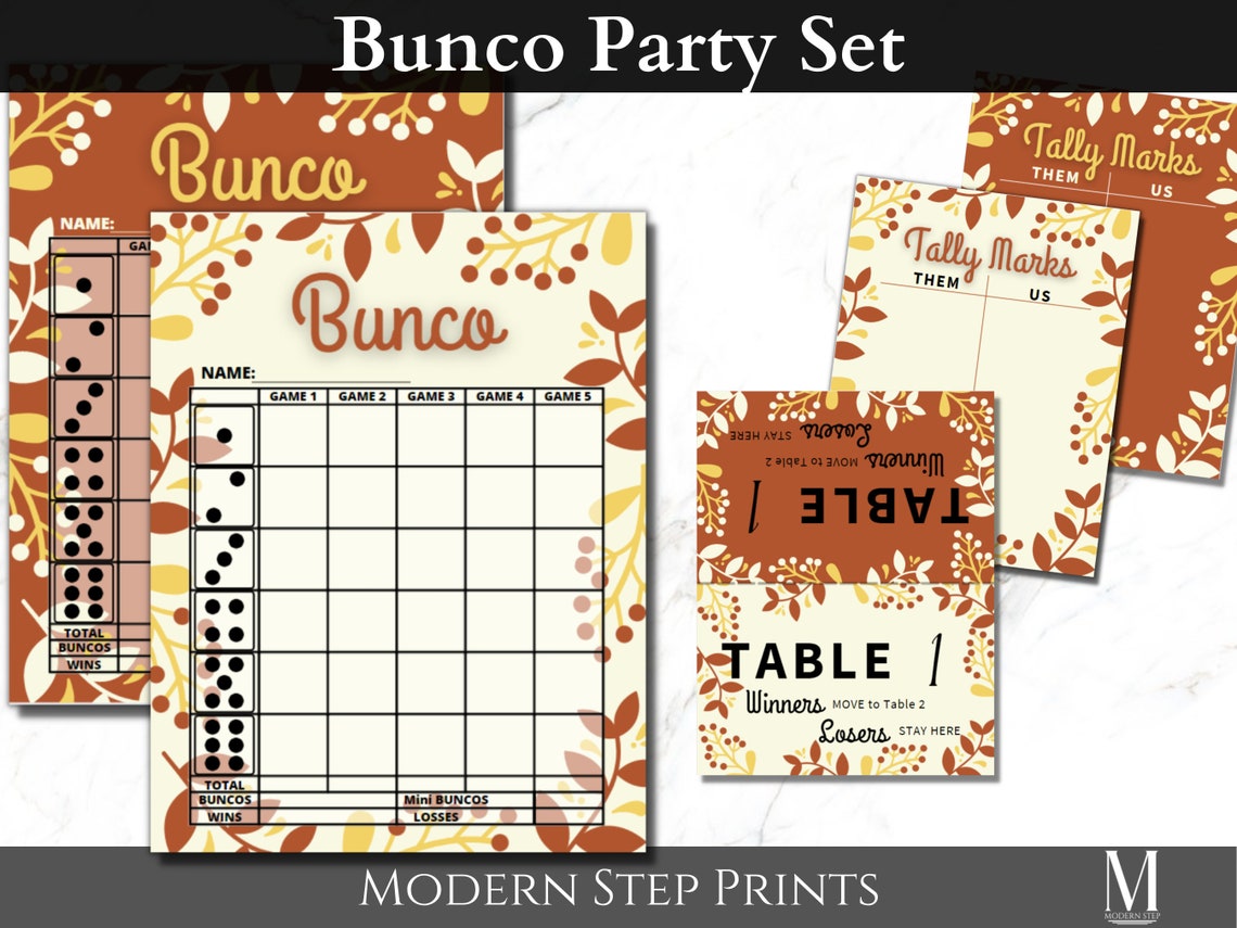 Printable Bunco Bundle of Fall Score Cards, Tally Sheets, Bunco Game ...