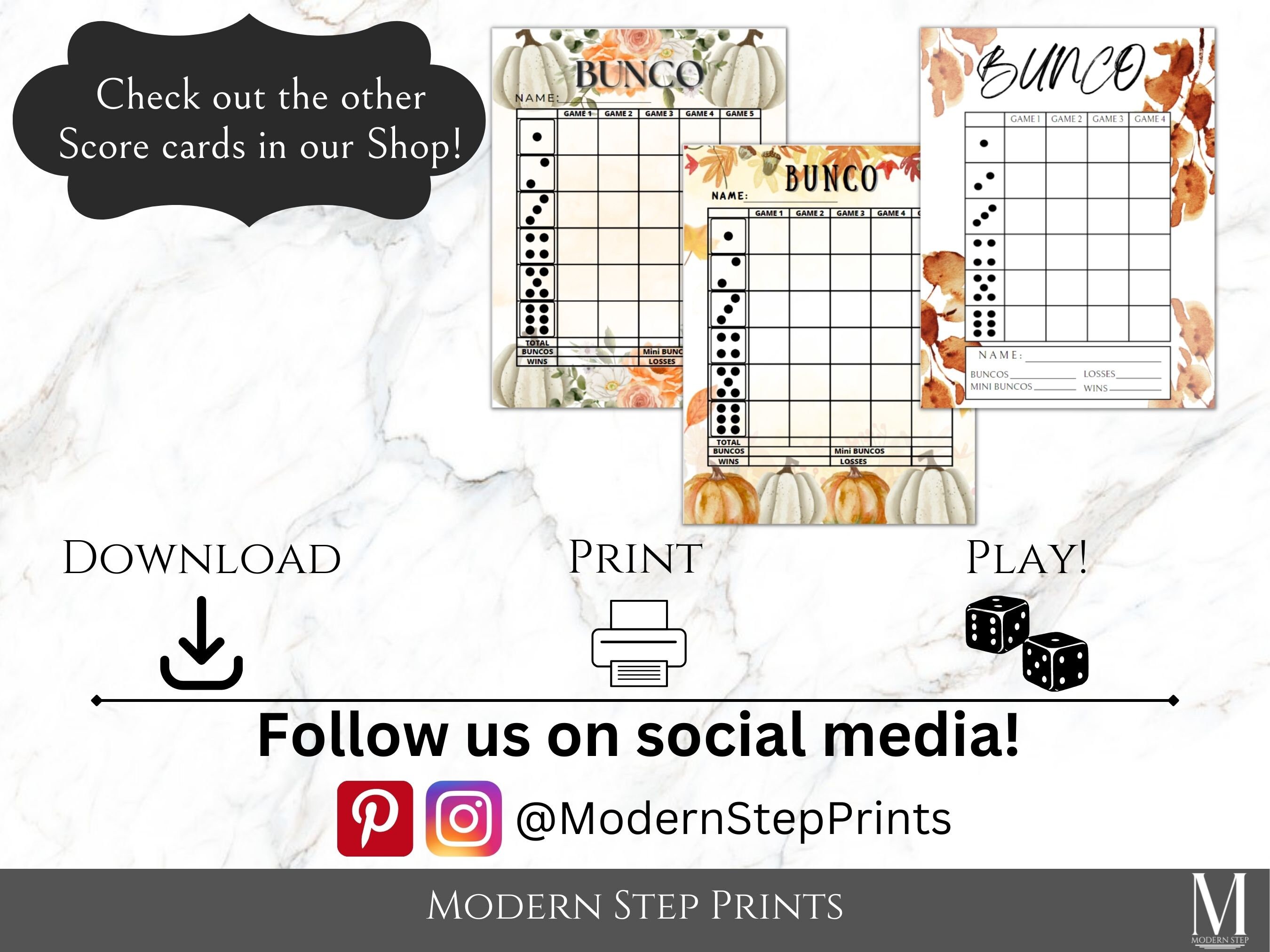 Printable Bunco Bundle of Fall Score Cards, Tally Sheets, Bunco Game ...