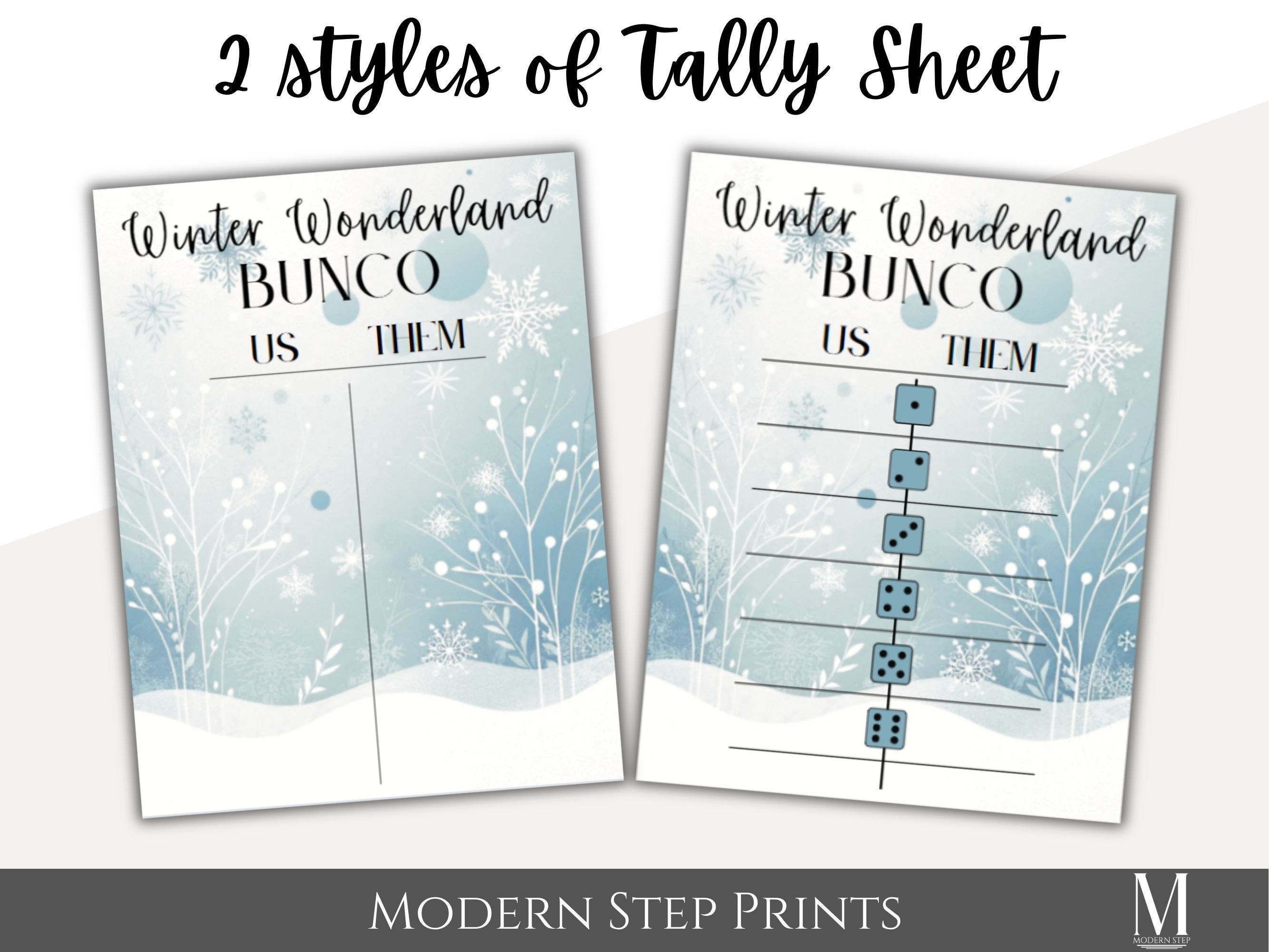 Bunco Score Sheets for Christmas Party Game Winter Wonderland ...