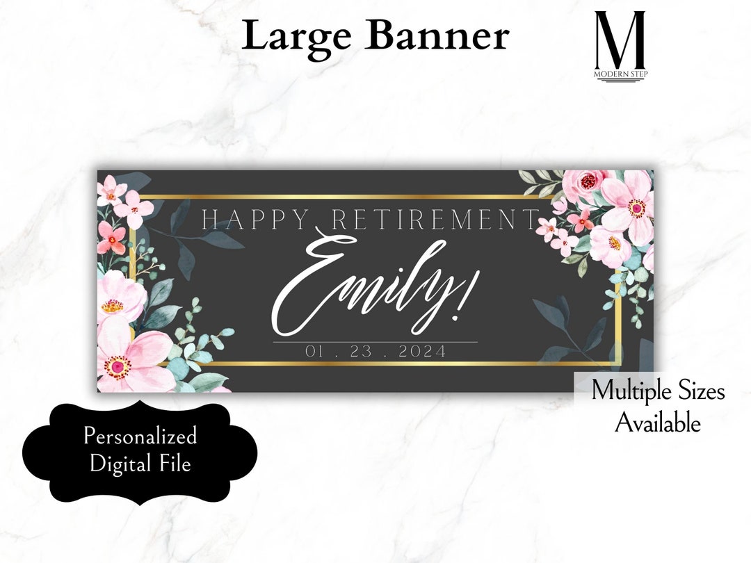 Retirement Banner, Printable, Large Banner 3ftx5ft, Retirement Sign ...