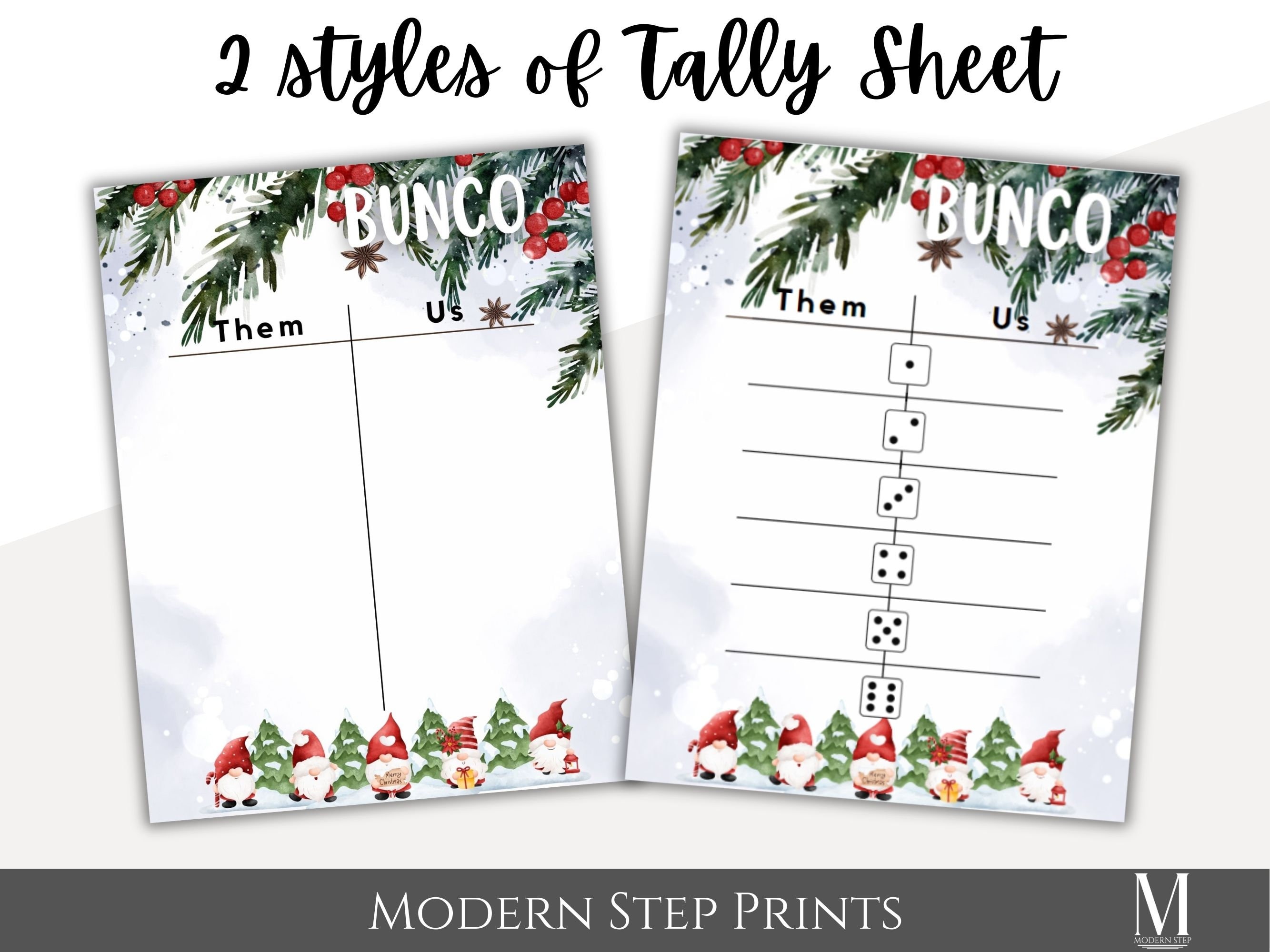 Christmas Bunco Score Sheet Printable Bunco Party Package Christmas ...