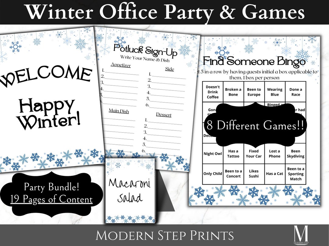 Holiday Office Party Package, Potluck Sign up Sheet, Work Games, Staff ...