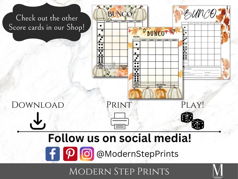 Printable Fall Bunco Bundle of Score Cards, Tally Sheets and Table ...