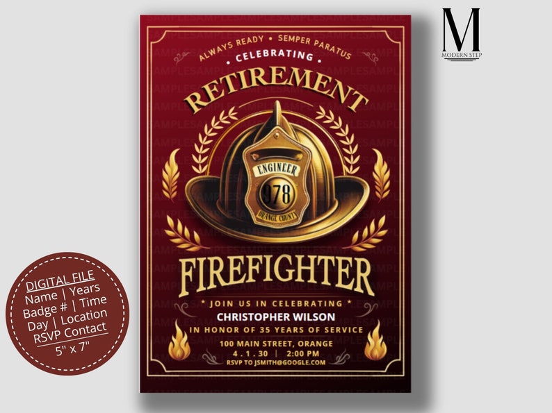 Retirement Invitation, Firefighter Retirement Printable Template ...