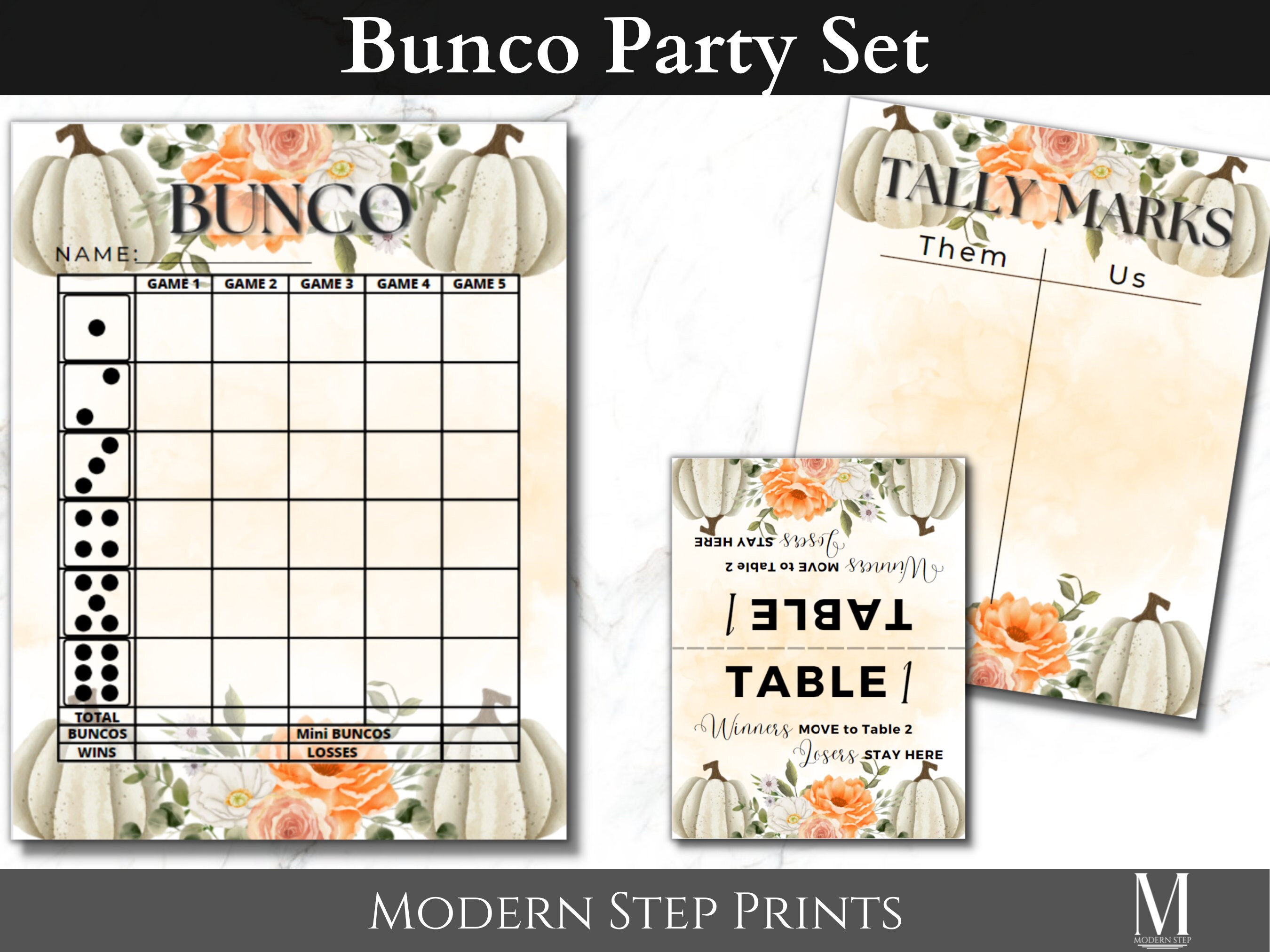 Printable Bunco Fall Bundle of Score Cards, Halloween Game Card ...