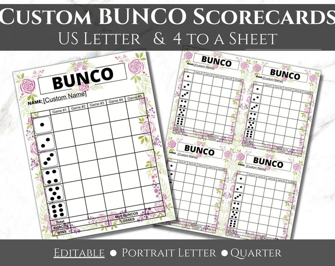 Editable Bunco Pink and Green Score Card Editable Score Pad - Etsy