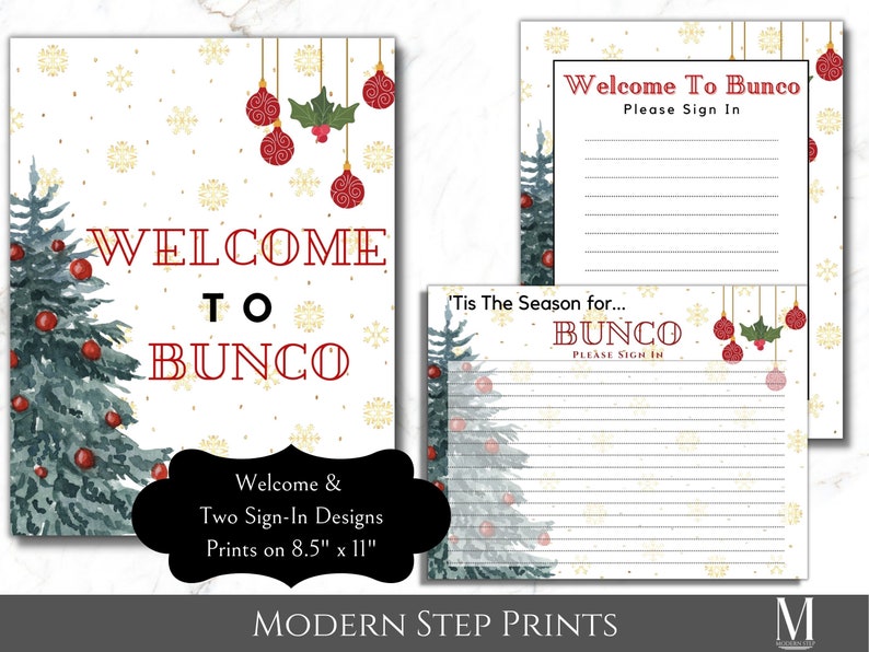 Printable Bunco Christmas Package of Score Cards, Tally Sheets, Winter ...