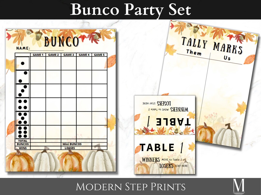 Printable Fall Bunco Bundle of Score Cards, Tally Sheets and Table ...