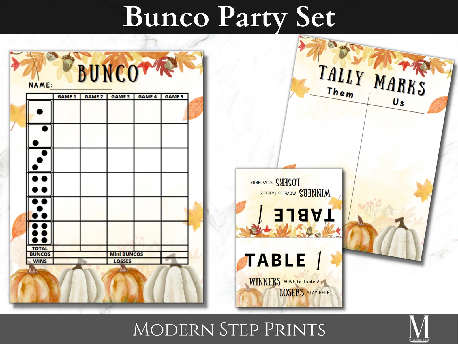 Printable Fall Bunco Bundle of Score Cards, Tally Sheets and Table ...
