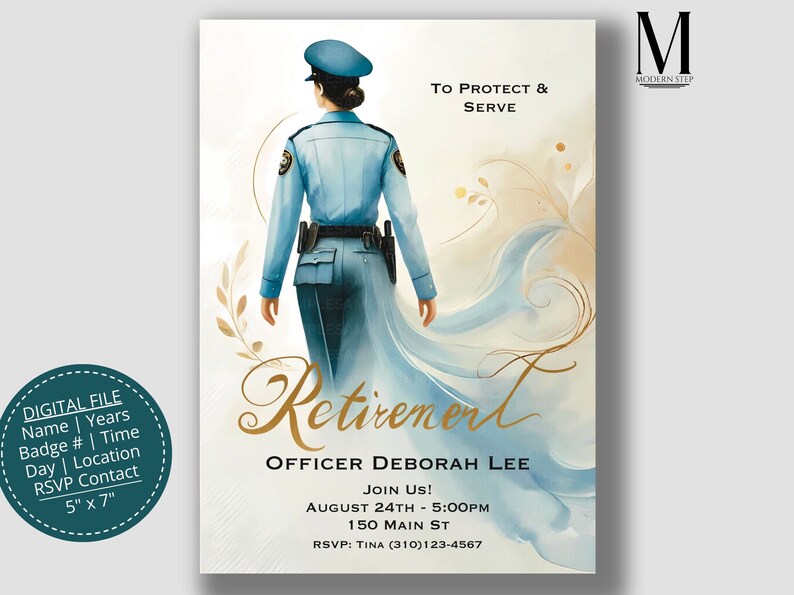 Police Retirement Invitation Printable Invitation for Retirement Party ...