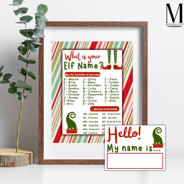Elf Name Game, Elf Name Tag Game, Elf Name Printable, Christmas Party ...