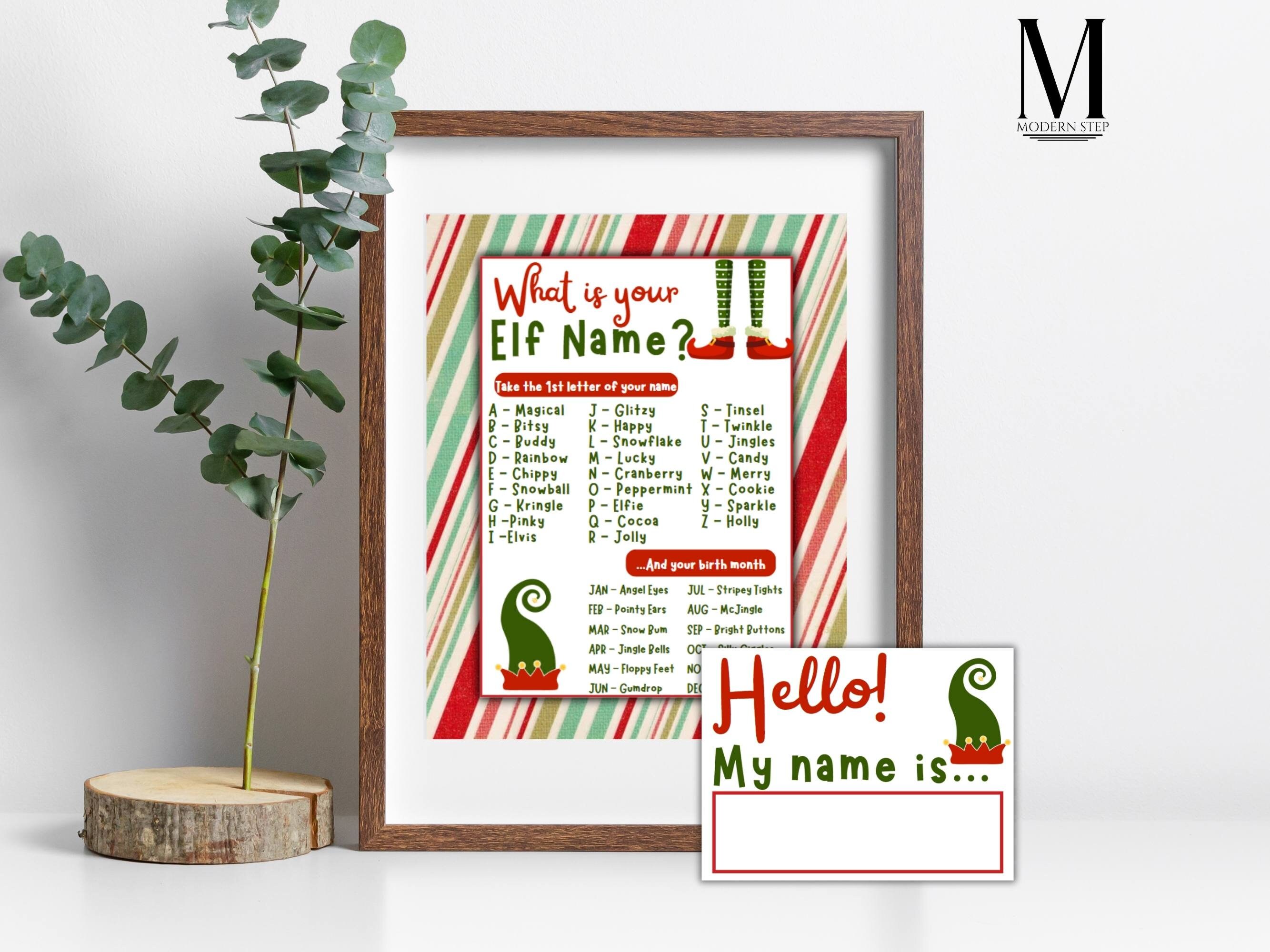 Elf Name Game, Elf Name Tag Game, Elf Name Printable, Christmas Party ...