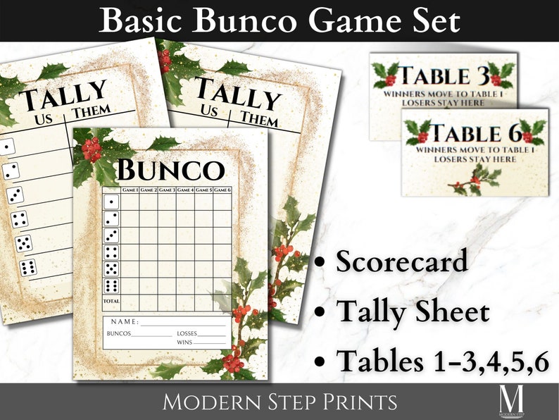 Christmas Bunco Score Sheet Bunco Party Game Night Activity Family ...