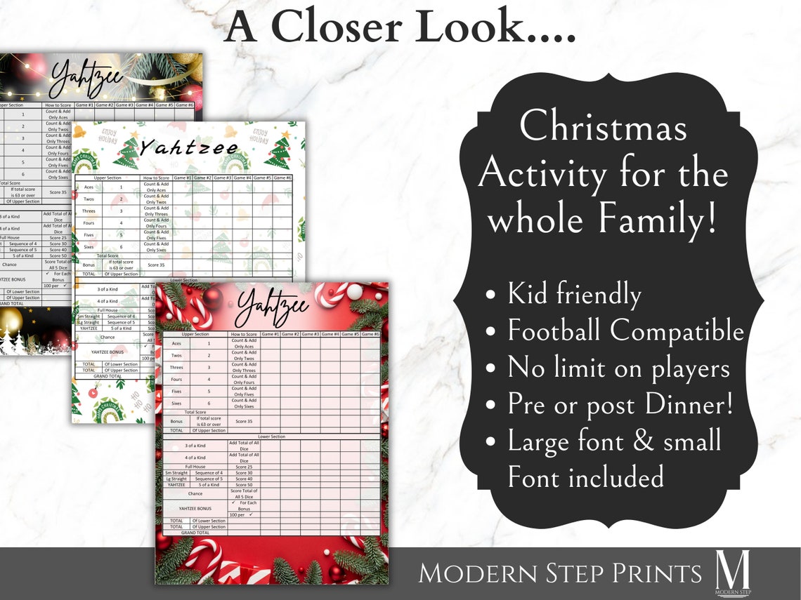 Christmas Yahtzee Score Card Set of 5 | Christmas, Gnomes, Wintertime ...