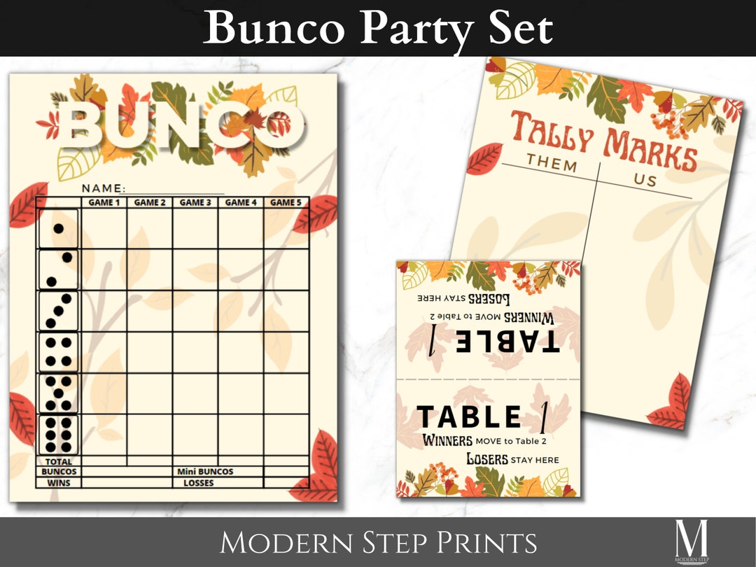 Printable Fall Bunco Bundle of Score Cards, Tally Sheets and Table ...
