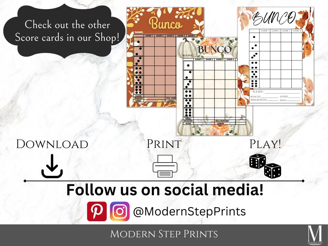 Printable Fall Bunco Bundle of Score Cards, Tally Sheets and Table ...