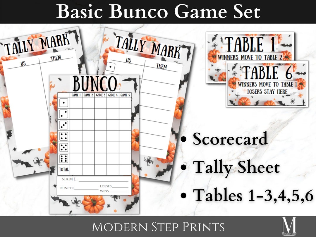 Halloween Bunco Night Game Set, Party Game, October Pumpkins, Score ...