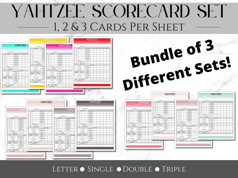 Yahtzee Score Card Bundle Set Yahtzee Score Pad Scoresheet | Etsy