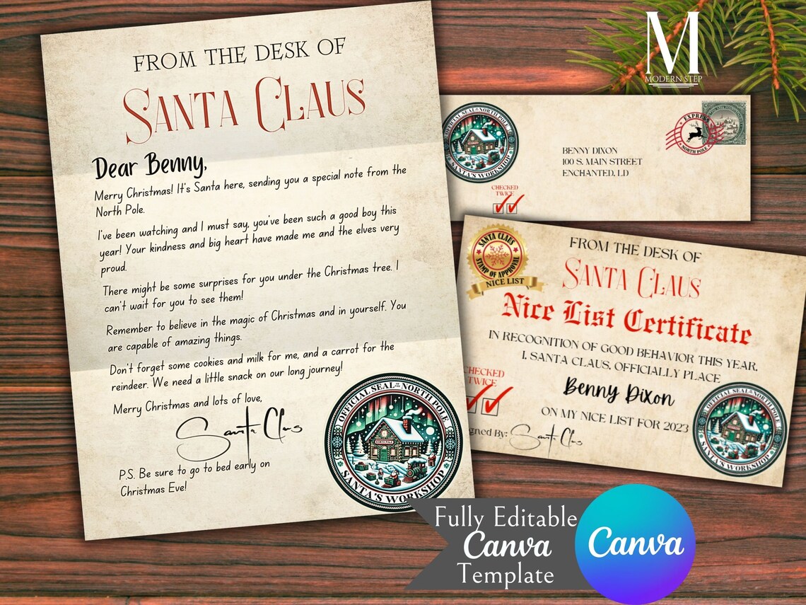 Santa Letter Editable Approved Letter From Santa Approved - Etsy