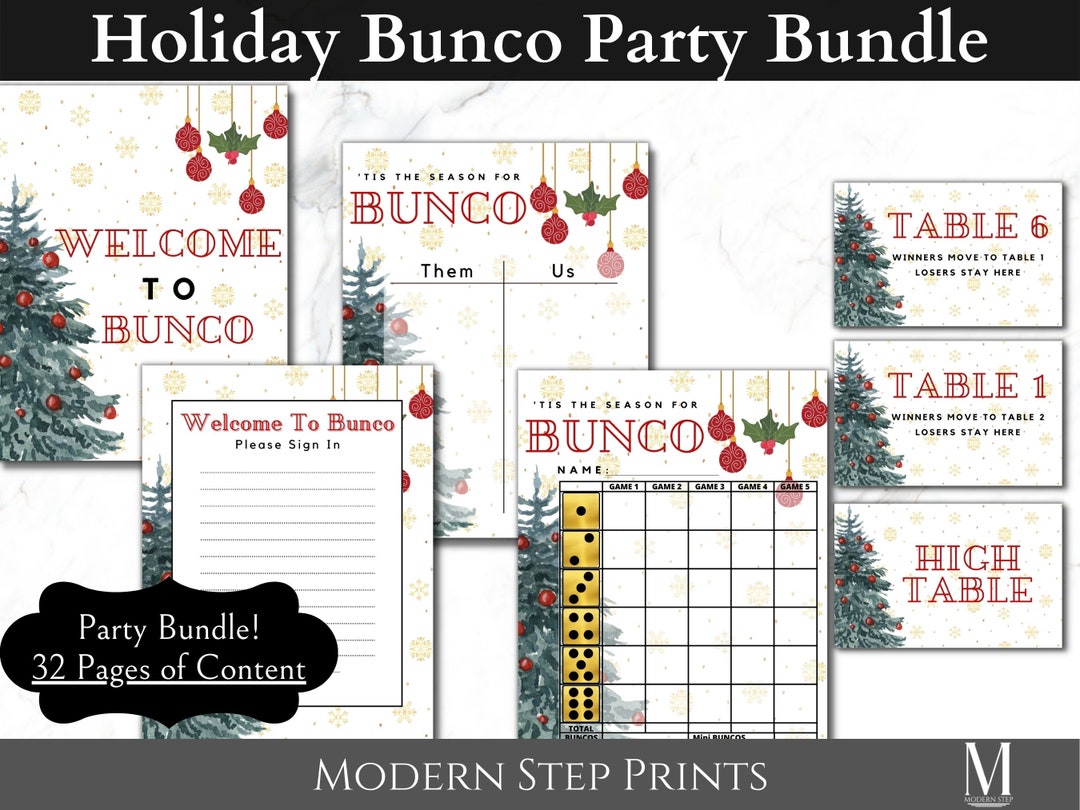 Printable Bunco Christmas Package of Score Cards, Tally Sheets, Winter ...