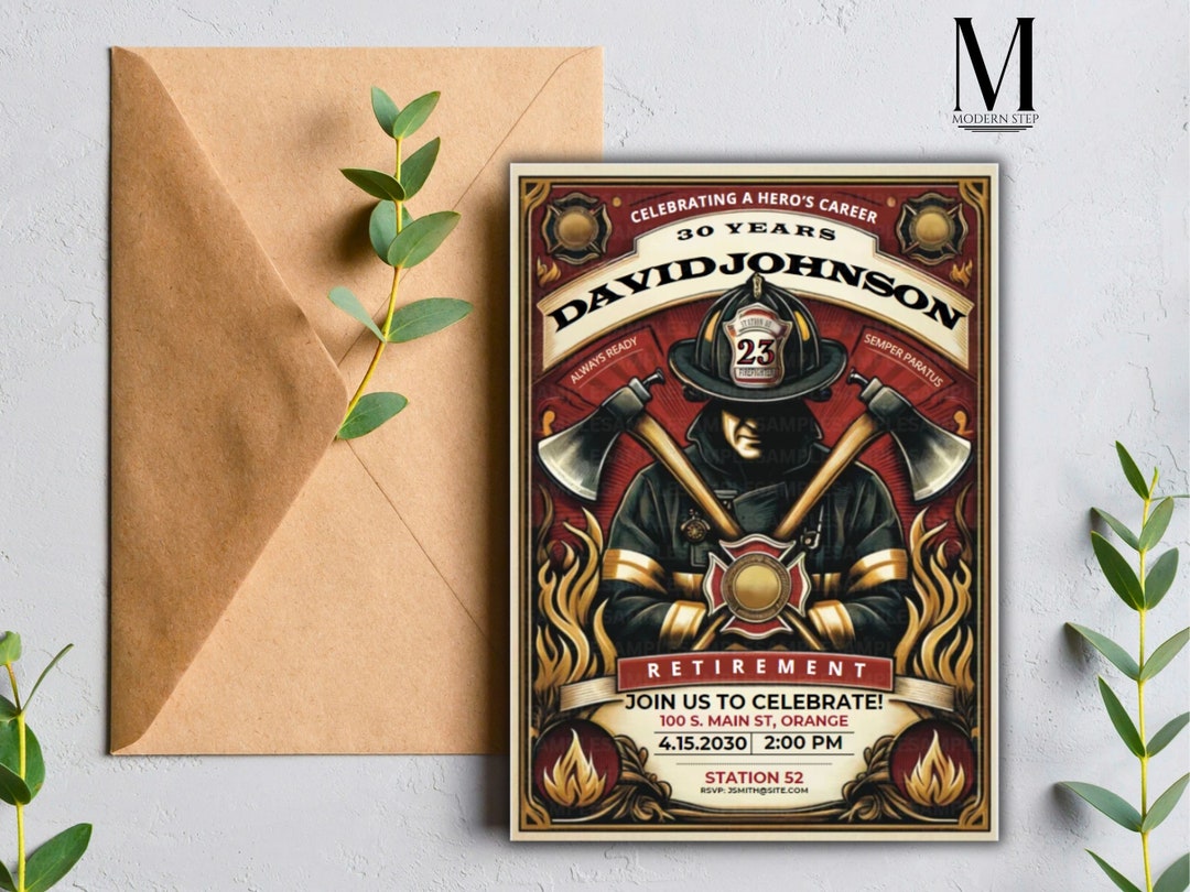Retirement Invitation, Firefighter Retirement Printable Template ...