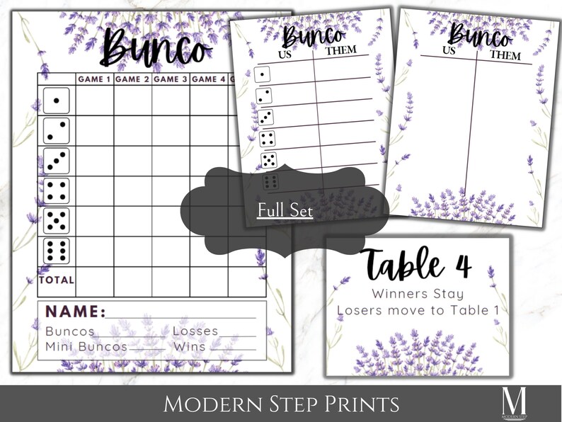 Printable Easter Bunco Score Card, Lavender Flowers, April Game Night ...