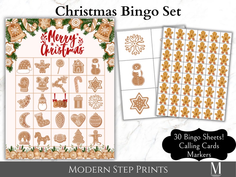 Christmas Bingo 30 Unique Bingo Cards Kids' Christmas - Etsy