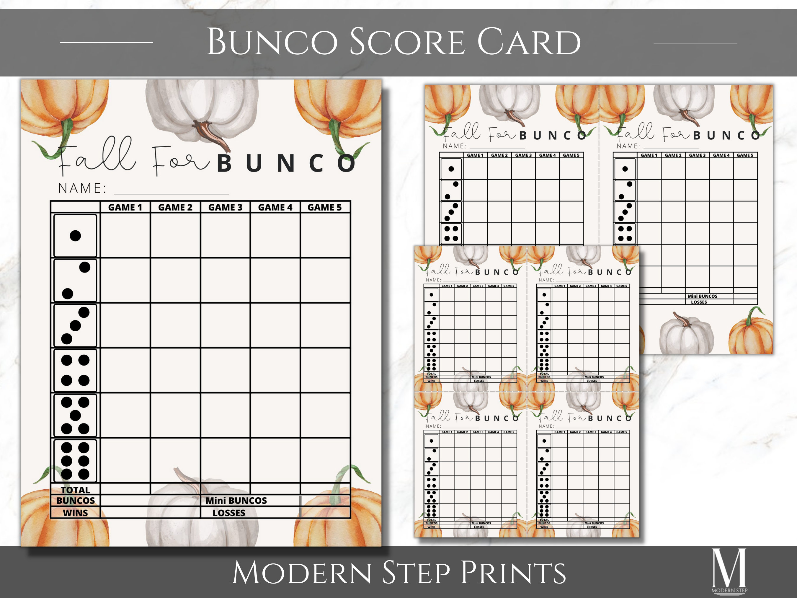 Printable Fall Bunco Bundle of Score Cards, Tally Sheets and Table ...