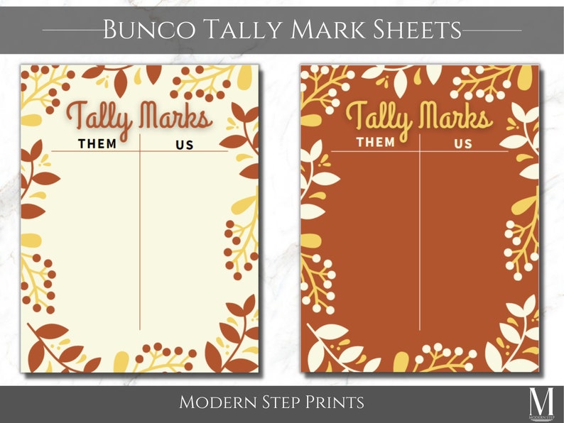Printable Bunco Bundle of Fall Score Cards, Tally Sheets, Bunco Game ...