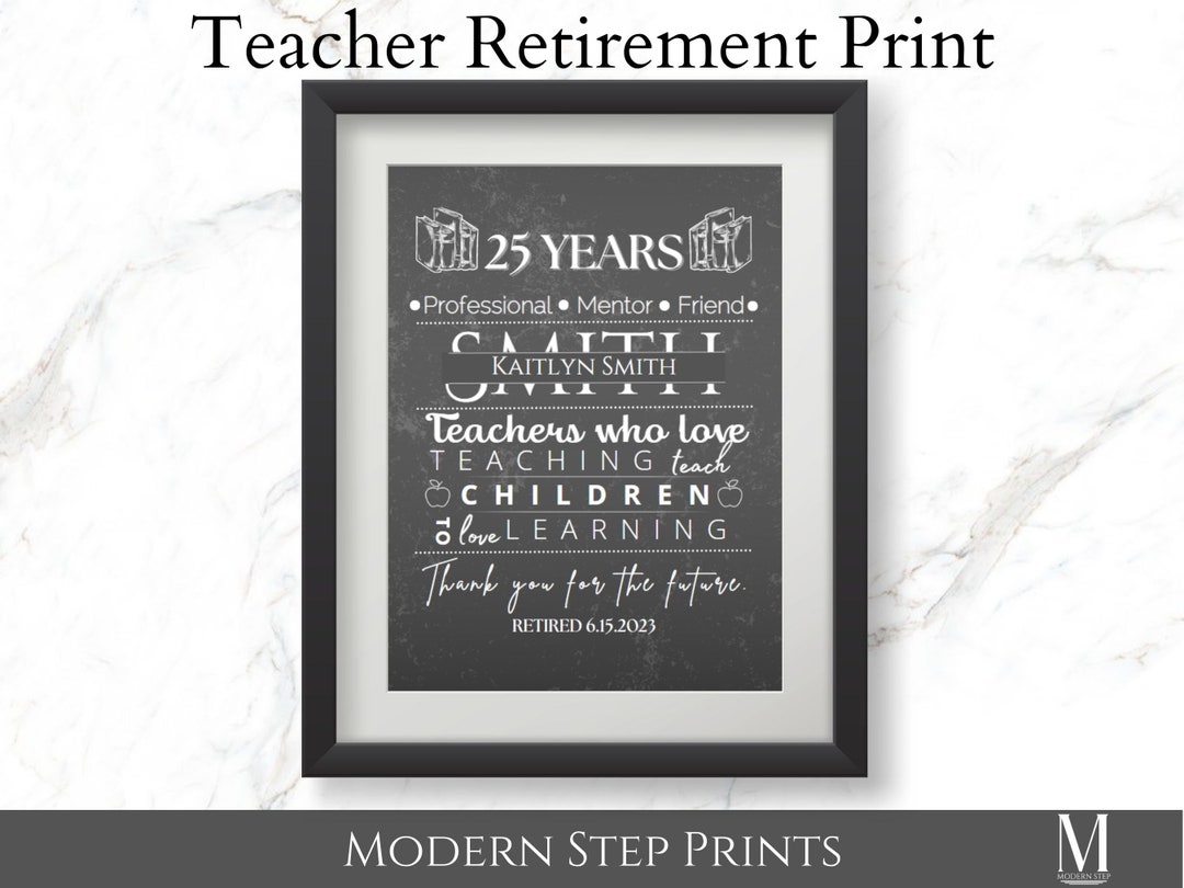 Teacher Retirement Print 8x10, Teacher Present, Teacher Gift, Teacher ...