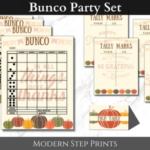 Printable Thanksgiving Bunco Game Card Bundle, Bunco Score Sheets ...