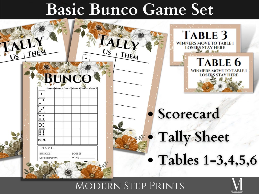 Bunco Fall Party Bundle, Game Night, Red and White Flowers, Fall ...