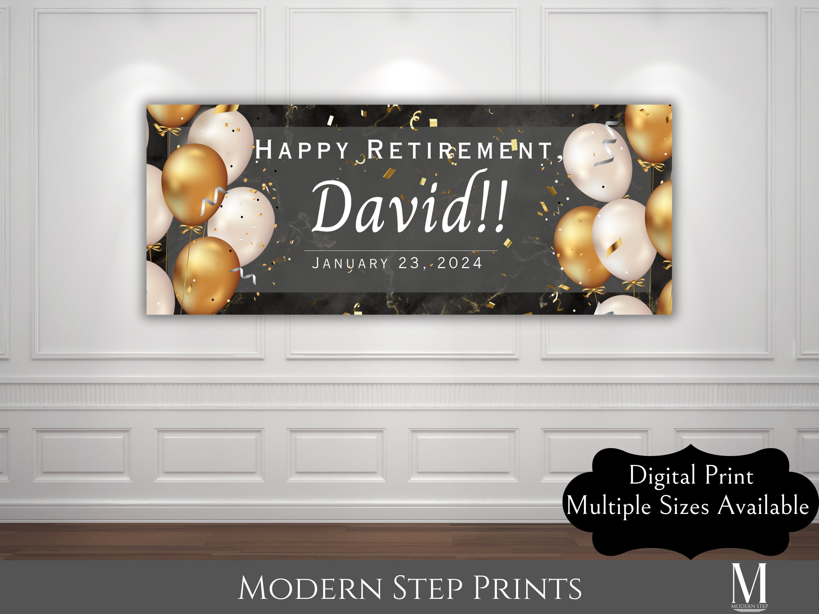 Retirement Banner, Digital, Large Banner 3ftx5ft, Retirement Sign ...