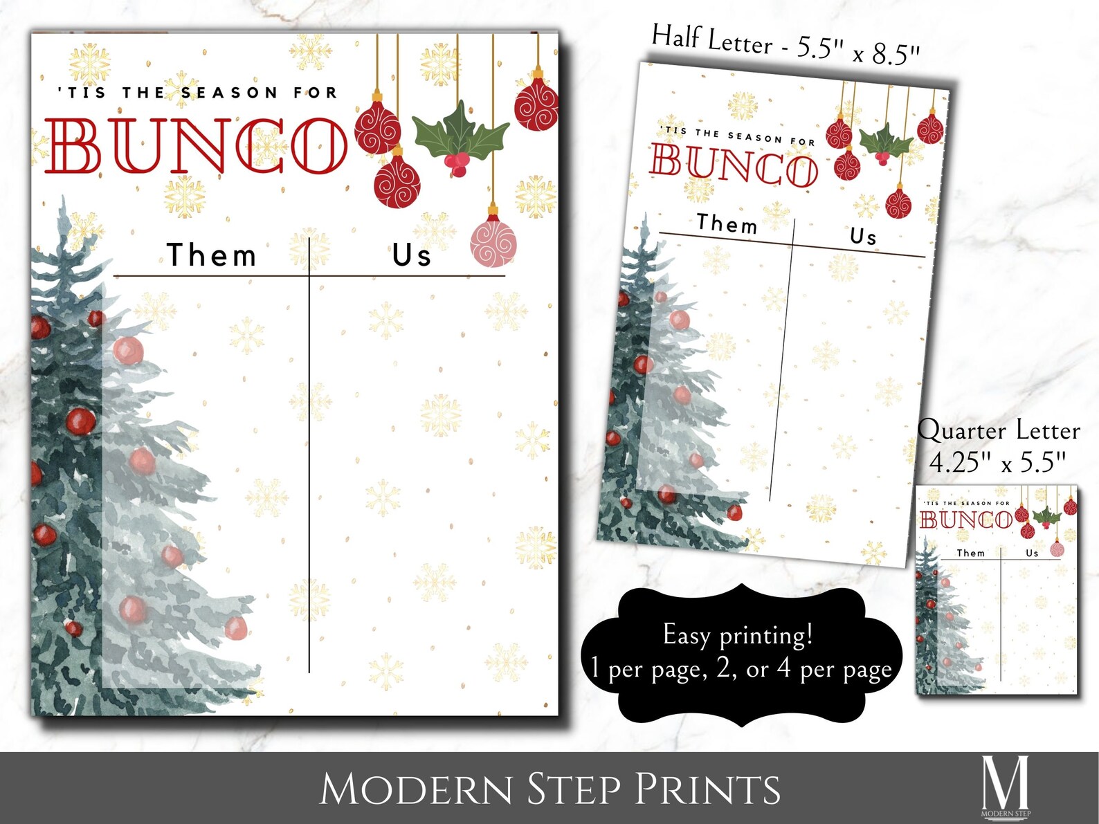Printable Bunco Christmas Package of Score Cards, Tally Sheets, Winter ...